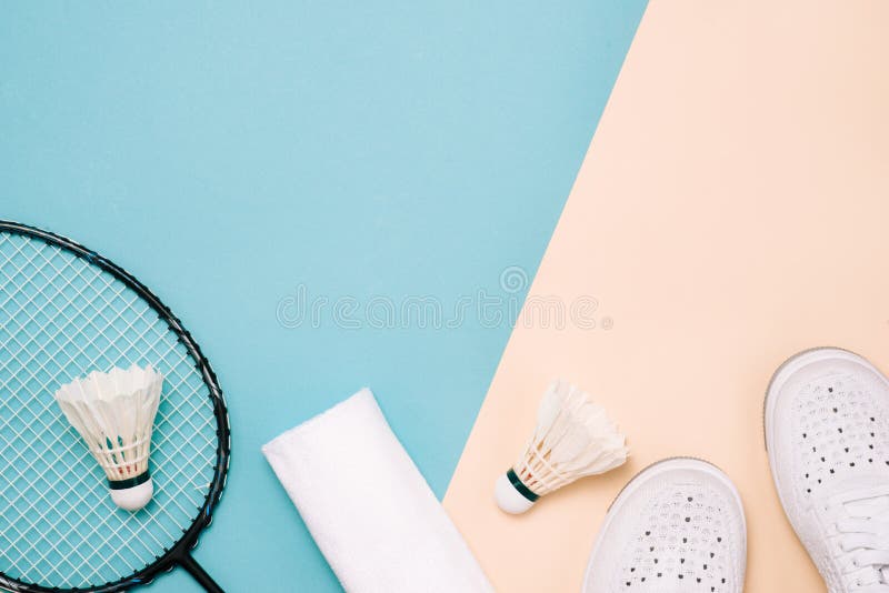 Different Sports Equipment on Pastel Color Surface Stock Photo - Image ...