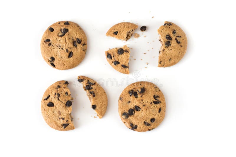 Different Stages Eaten Cookie Isolated White Stock Photos - Free ...
