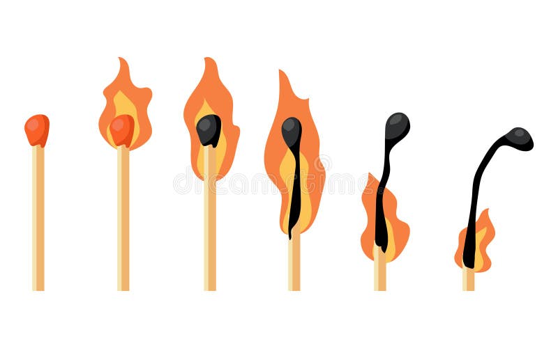 Different Stages of Matchstick Ignition. a Set of Burning Matches Stock ...