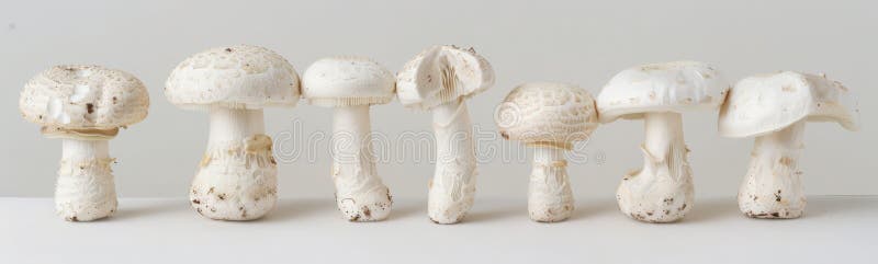 Different Stages of Mushrooms in a Row, Minimalist Natural Banner Stock ...