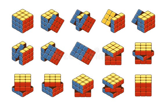 Different Stages of Solving Rubiks Cube in Various Positions and Moves ...