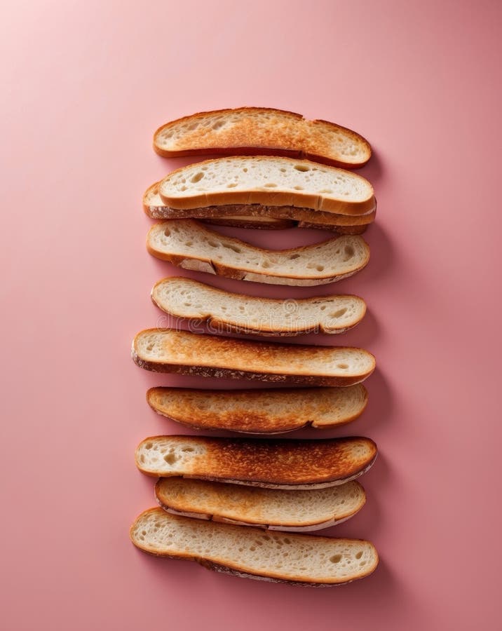 Different Stages of Toasted Bread Arranged on a Pink Background ...