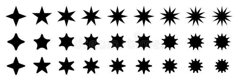 Different Star Shapes and Design Badges Stock Vector - Illustration of ...