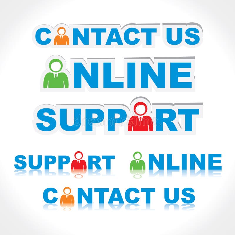 Different Sticker of on-line , Support, Contact Us Stock Vector ...