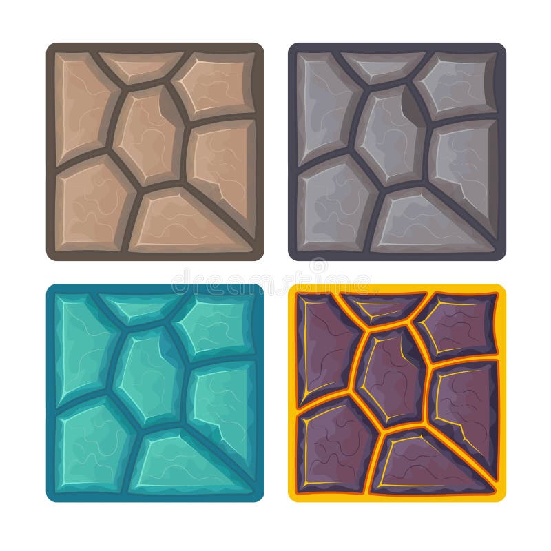Different Stone Textures for the Game. Vector Illustration Stock Vector ...