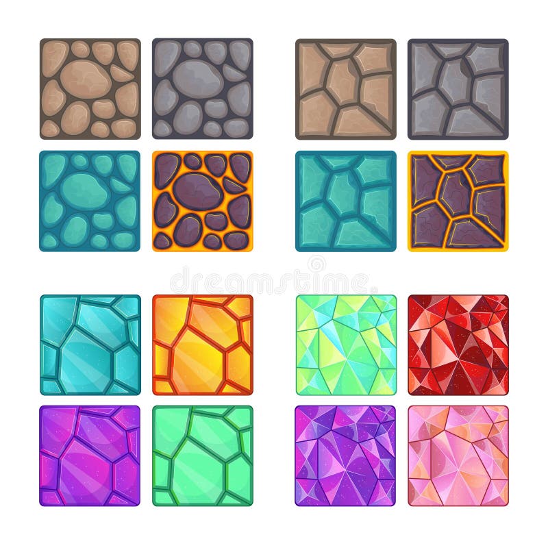 Different Stone Textures for the Game. Vector Illustration Stock Vector ...