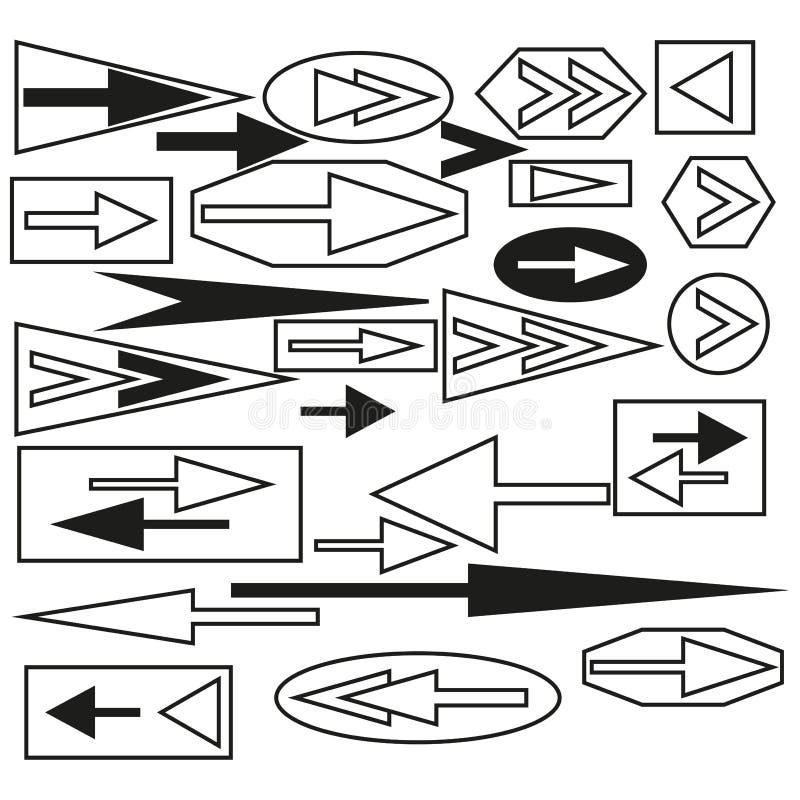 Different Straight Arrows. Set for Decorative Design. Graphic Elements ...