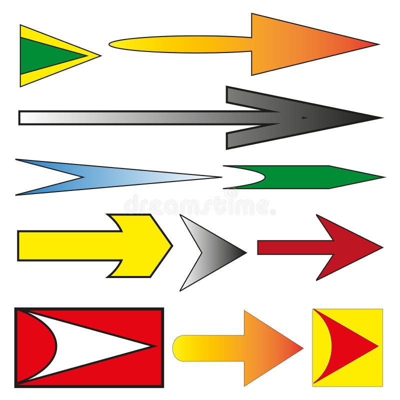 Different Straight Arrows. Set for Decorative Design. Graphic Elements ...