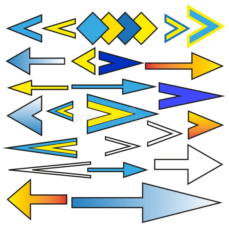 Different Straight Arrows. Set for Decorative Design. Graphic Elements ...