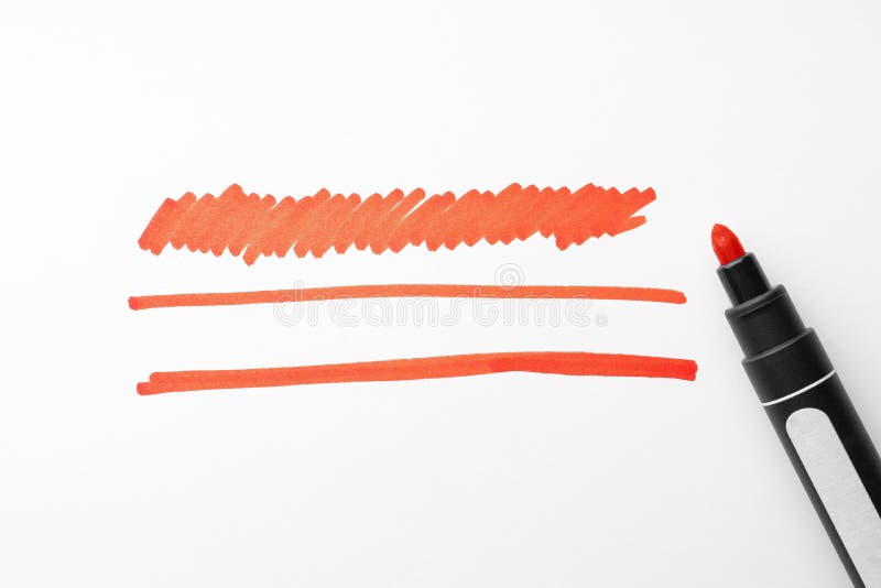 Different Stripes Drawn with Orange Marker and Highlighter Isolated on ...