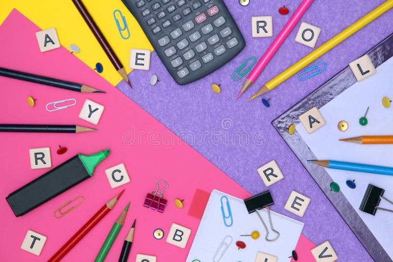 Different Study Equipment Ready for School Stock Image - Image of ...
