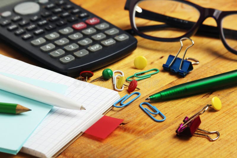 Different Study Equipment Ready for School Stock Image - Image of table ...