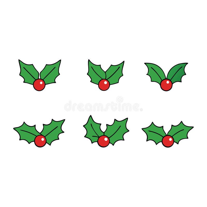 6-different Style of a Christmas Holly Vector Stock Vector ...