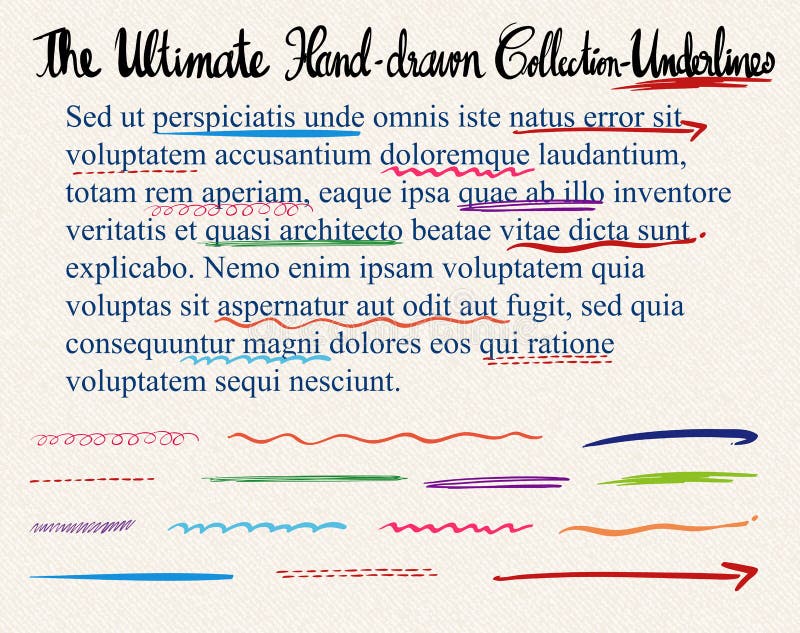 Different Styles of Hand Drawn Collection for Underlines Stock Vector ...