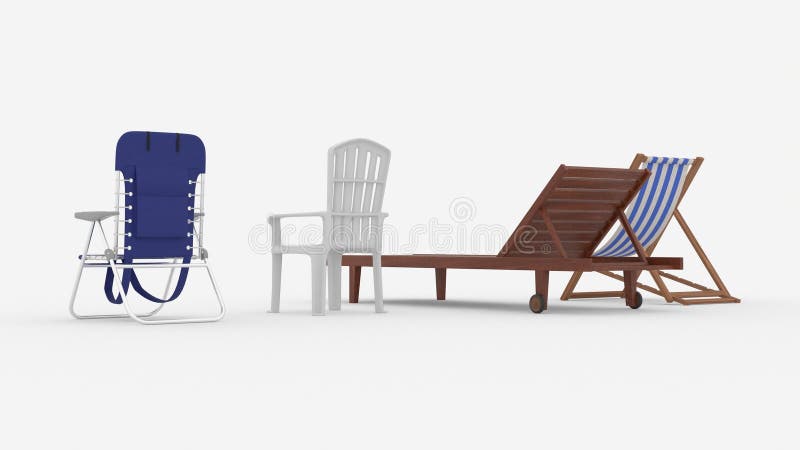Different Styles Pools Chair with White Background Stock Image - Image ...