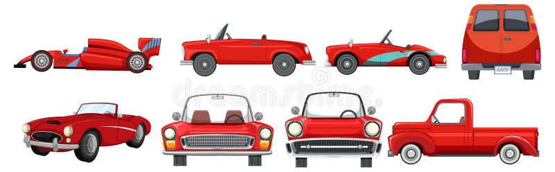Different Styles of Red Vehicles Stock Vector - Illustration of auto ...