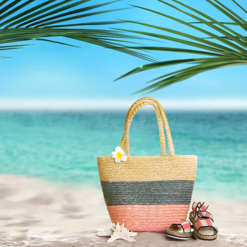 Different Stylish Beach Accessories on Sand Stock Image - Image of sand ...