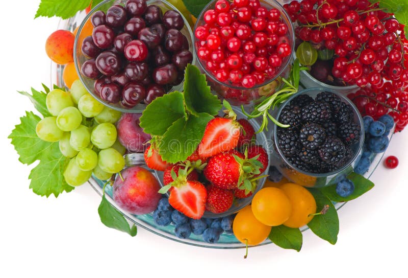 Summer Fresh Berries of Different Types on a White Background Stock ...