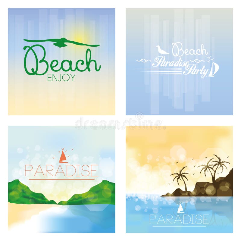 Different Summer Vacation Templates for Background Stock Illustration ...