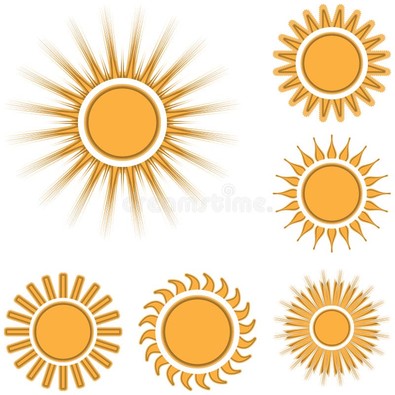 Different Sun Icons Set Isolated on White Background Stock Vector ...