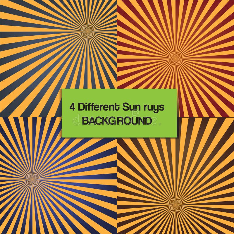 4 Different Sun Rays Background Stock Vector - Illustration of retro ...