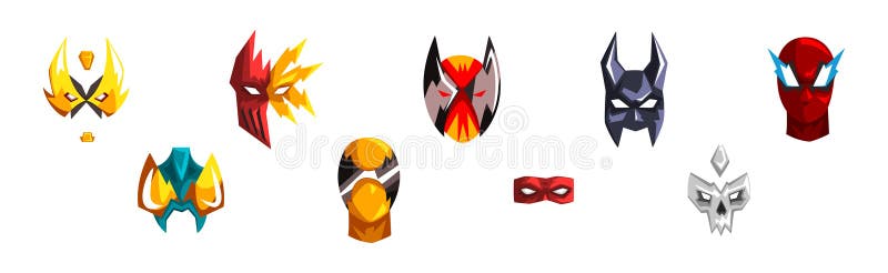 Different Superhero Mask and Face Cover Vector Set Stock Vector ...