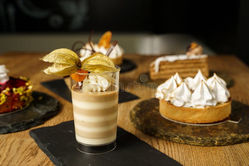 Different Sweet Desserts on a Wooden Table Stock Image - Image of baked ...