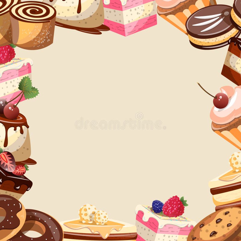 Different Sweets Colorful Background. Stock Vector - Illustration of ...