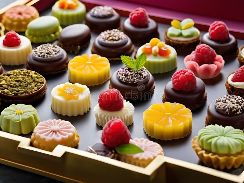 Different Sweets with Raspberries on Table. Sweets and Desserts ...