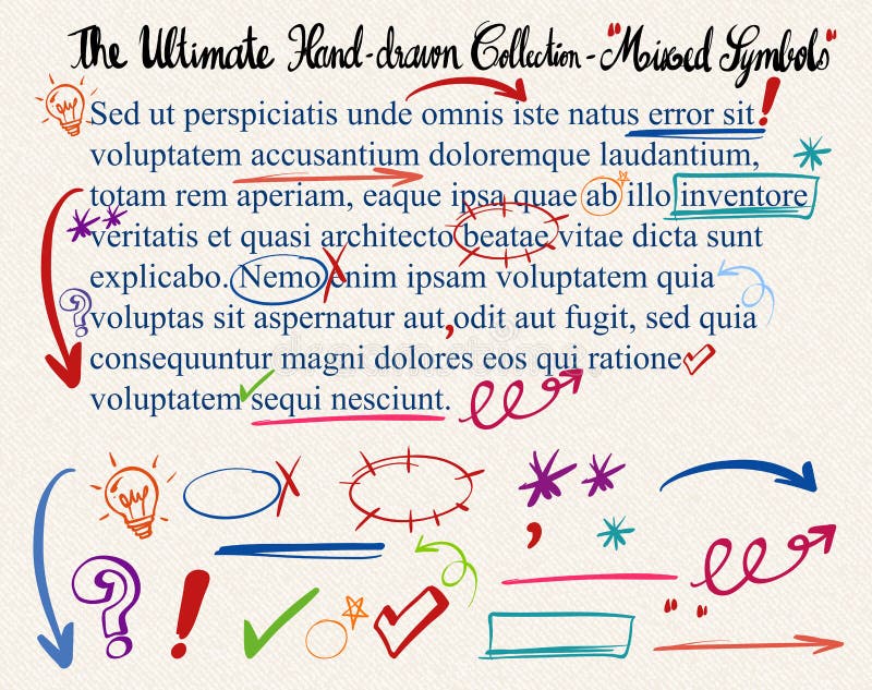 Different Symbols for Hand-drawn Collection Stock Vector - Illustration ...