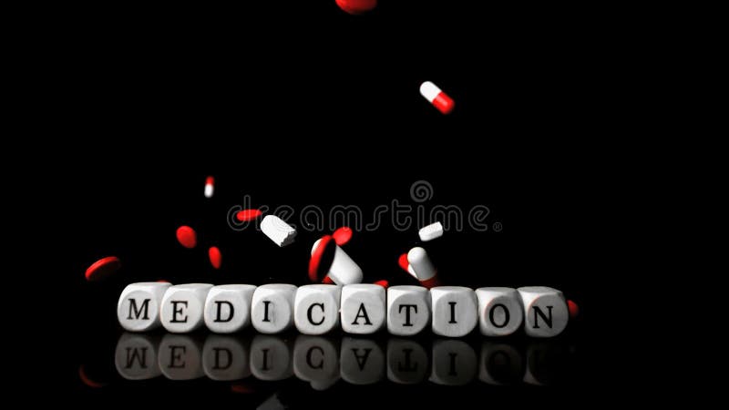 Different Tablets Falling in Front of Dice Spelling Medication Stock ... Different Tablets Falling in Front of Dice Spelling Medication Stock ...