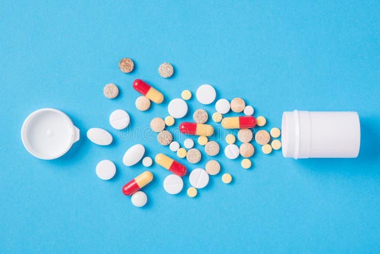 Different Tablets and Pill in the Package and without it on a Bl Stock ...