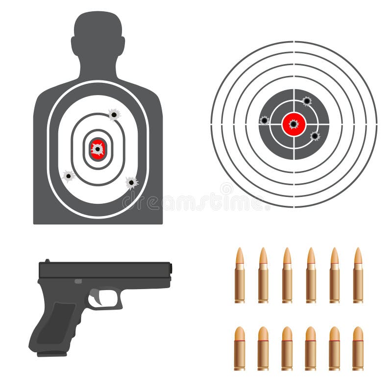 Different Targets in Vector Format with Sniper Rifle and Bullets. Stock ...