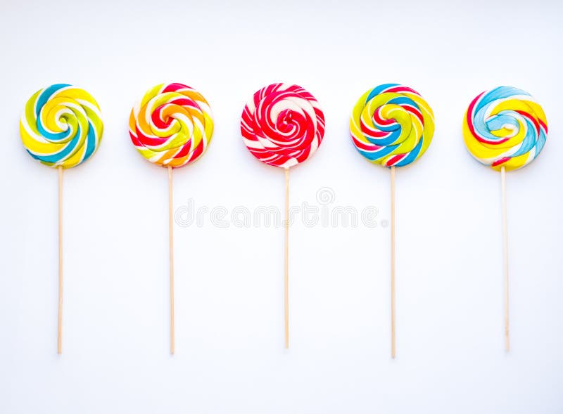 Different Tasty Colorful Candies on White Background Stock Photo ...