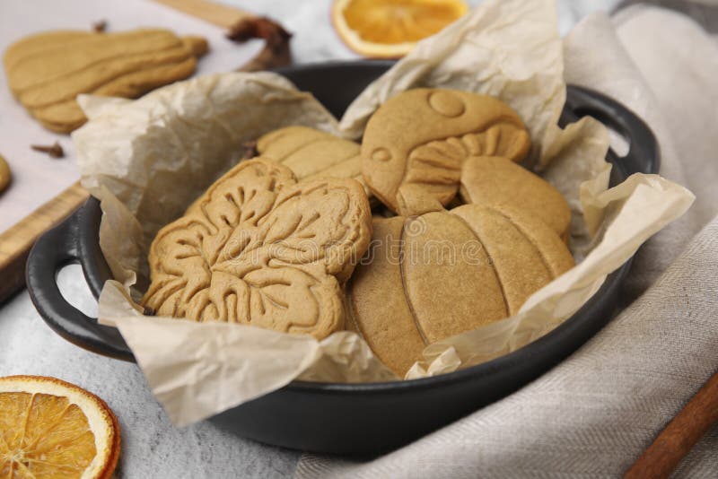 Different Tasty Cookies in Baking Dish, Closeup Stock Image - Image of ...