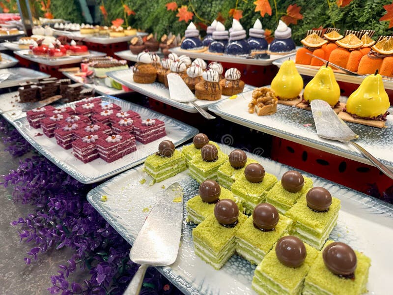 Different Tasty Desserts on Table. Buffet Service Stock Photo - Image ...