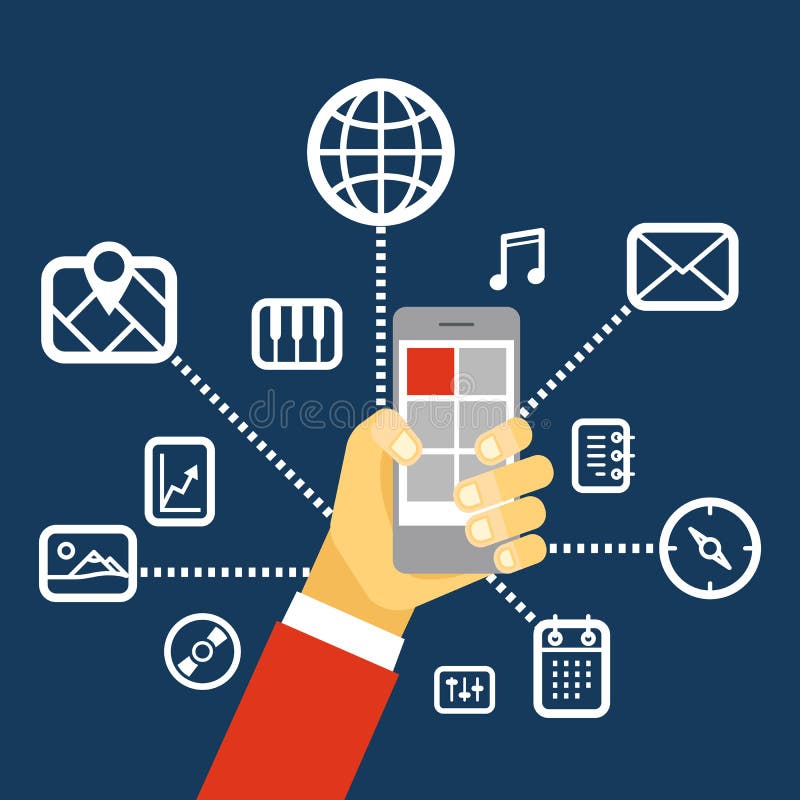 Different Techno Icons and Modern Smartphone Stock Vector ...