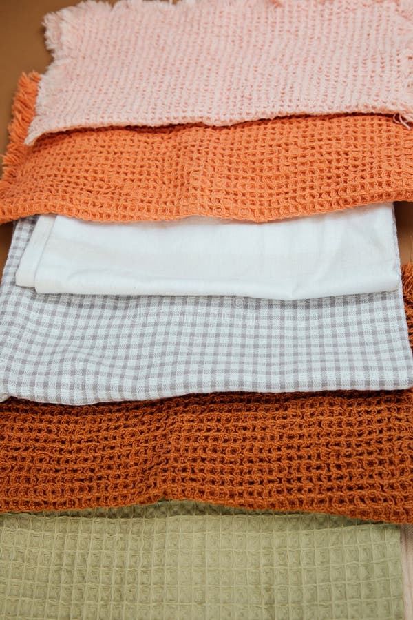 Different Texture and Colour Kitchen Towels, Waffle and Linen on a ...