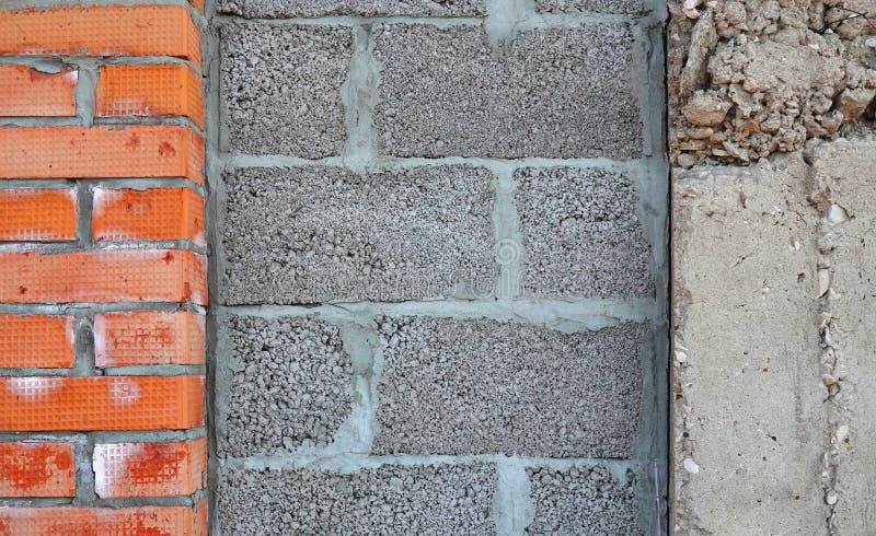 Different Textures: Brick, Blocks, Concrete. Red, Gray and Blue Solid ...