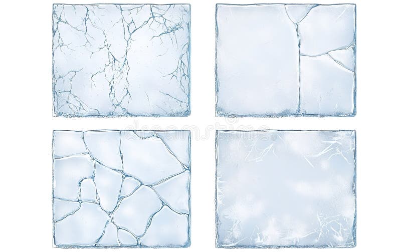 Different Textures of Ice Displayed in Four Square Panels Showcasing ...
