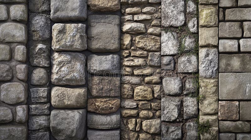 Different Textures and Patterns of Stone Walls Showcasing Variety in ...