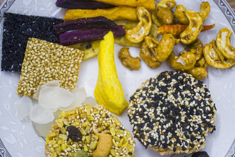 Different Thai Snacks stock image. Image of petal, plate - 284315825