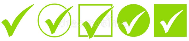 5 Different Tick Icons with Green White Color Stock Illustration ...