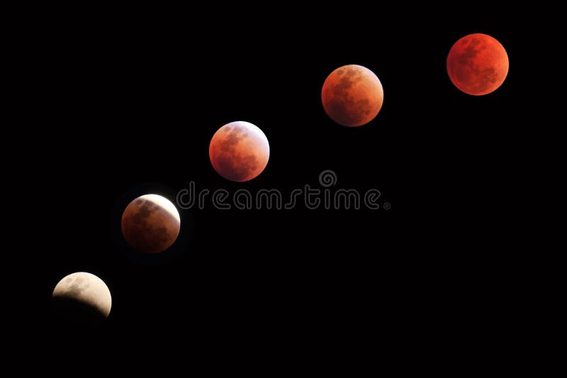 Different Time of Bloody Moon in Same Frame Stock Photo - Image of ...