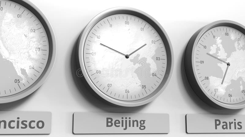 Focus on the Clock Showing Beijing, China Time. Conceptual 3D Rendering ...