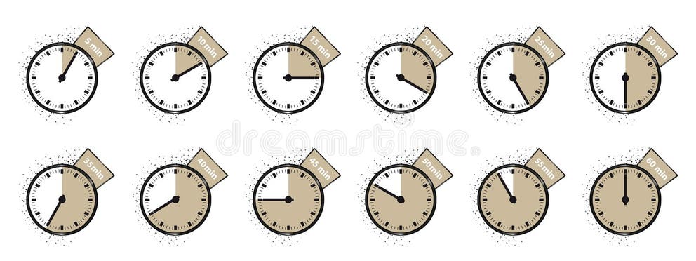 Different Timer Icons - Vector Illustrations Set - Isolated on White ...