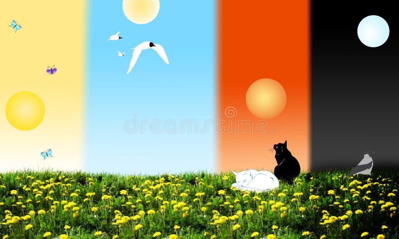Different times of day stock illustration. Illustration of seagull ...