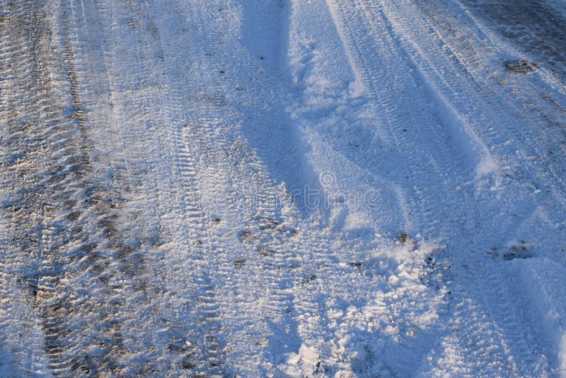 Snow with tire tracks stock image. Image of road, arctic - 264279465