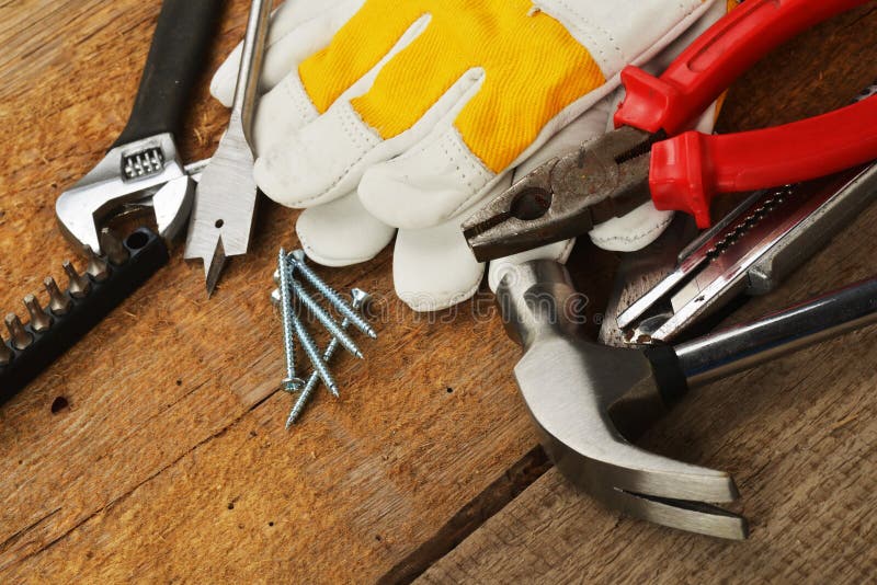 Different tools stock photo. Image of metal, glove, yellow - 13035778