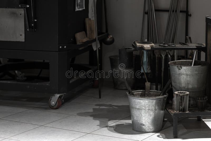 Different Tools, Glass-blowing Workshop Stock Image - Image of ...